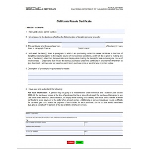 California Resale Certificate - Buy From LASunWorks.com